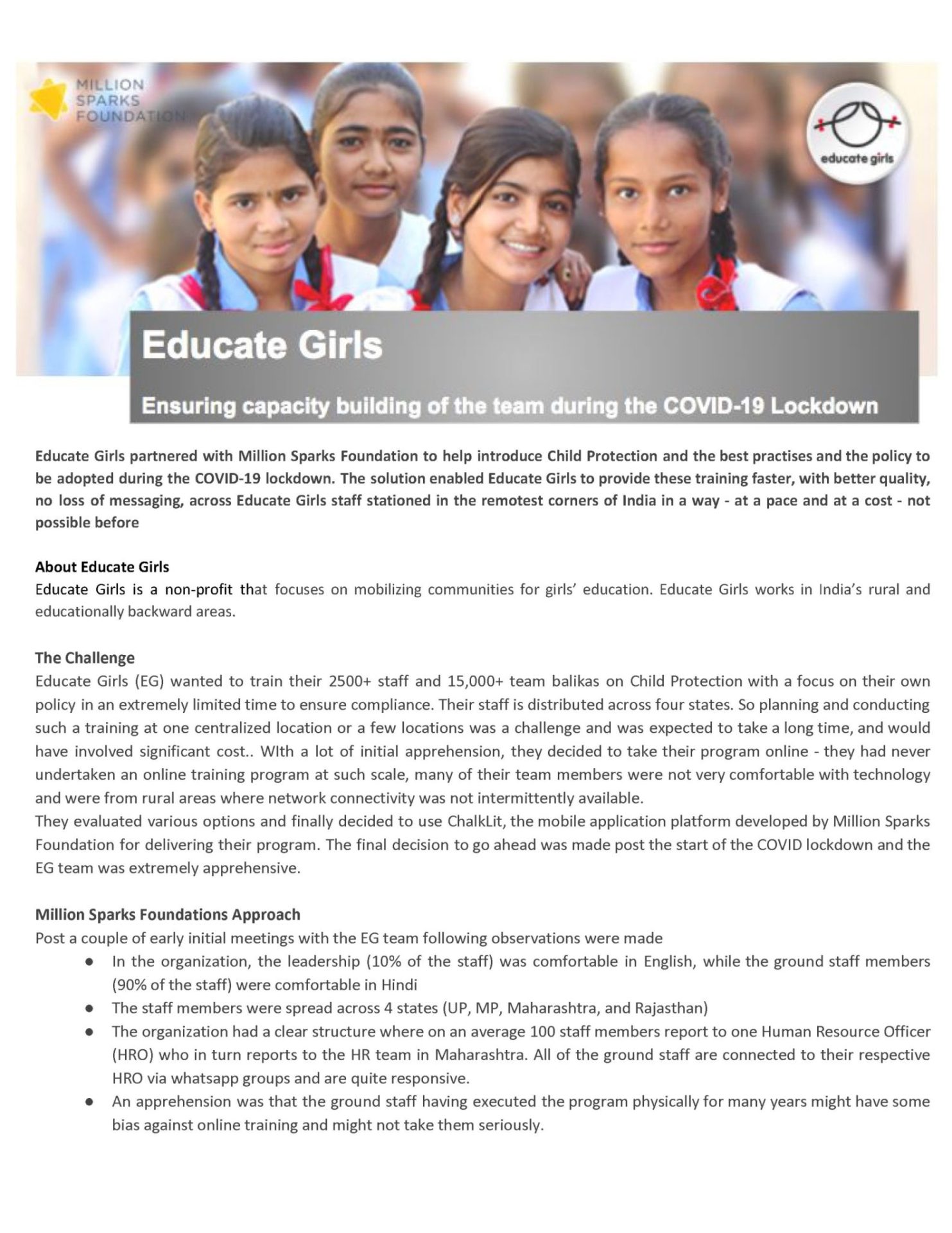 ENSURING CAPACITY BUILDING OF TEAM DURING COVID-19 LOCKDOWN - Educate Girls